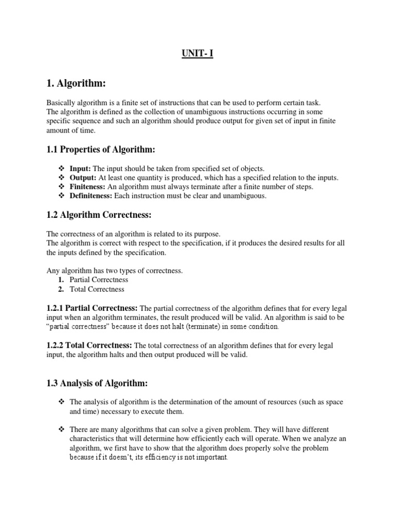 Algorithm Unit I Pdf Computational Complexity Theory Time Complexity