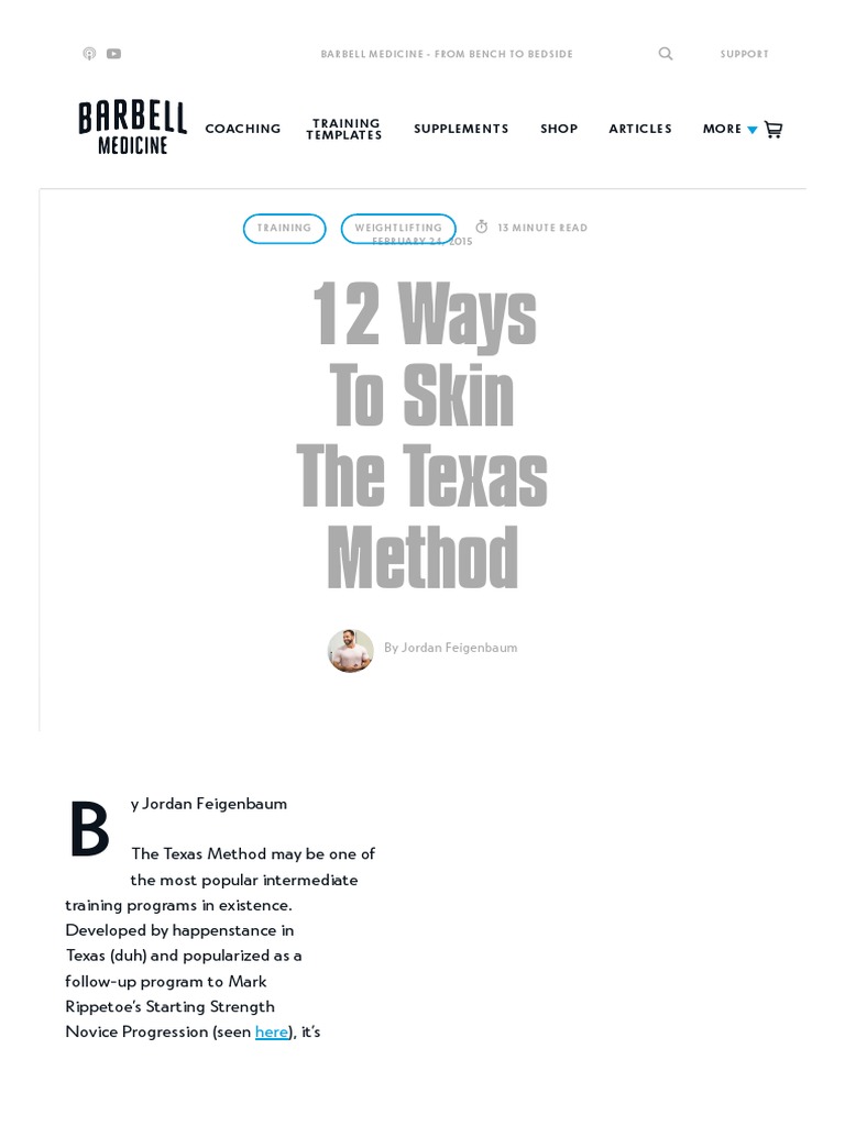 12 Ways To Skin The Texas Method - Barbell Medicine | PDF | Muscle ...