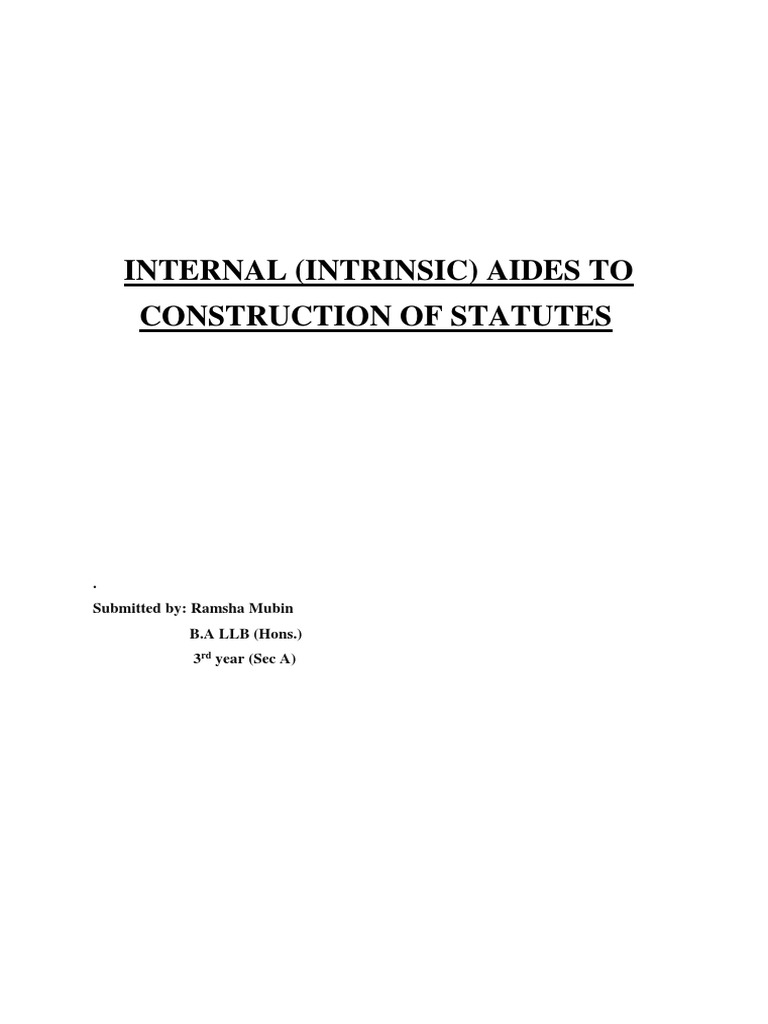 Internal Aids to Statutory Construction | PDF | Statutory ...