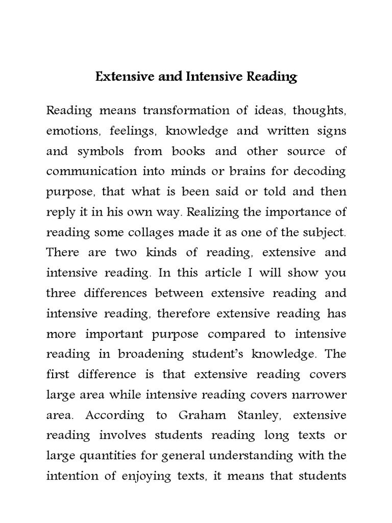 Extensive and Intensive Reading | PDF | Vocabulary | Knowledge