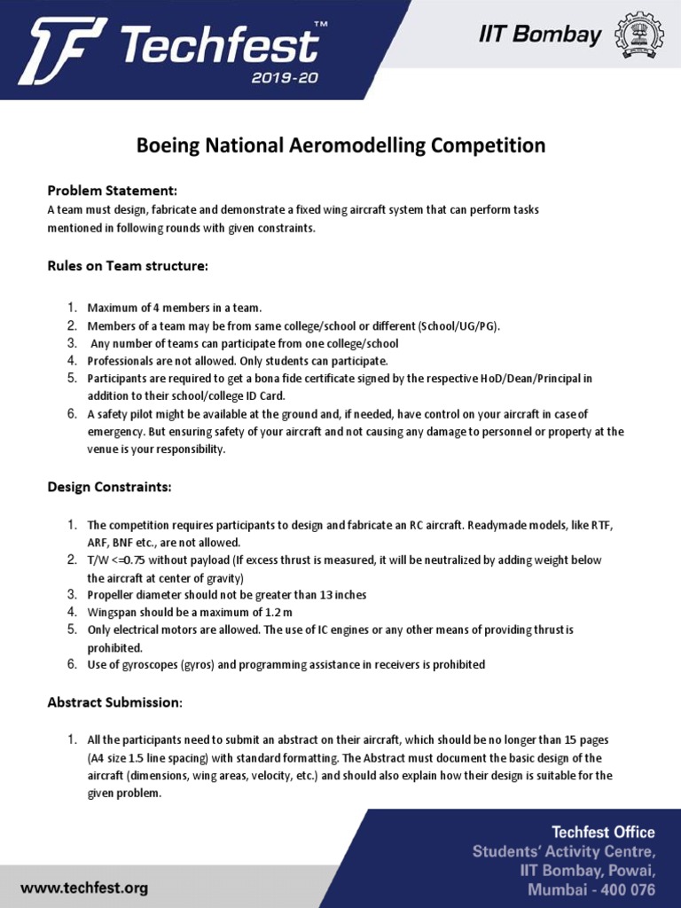 Problem Statement For Boeing Aero Comp | PDF | Payload | Aircraft