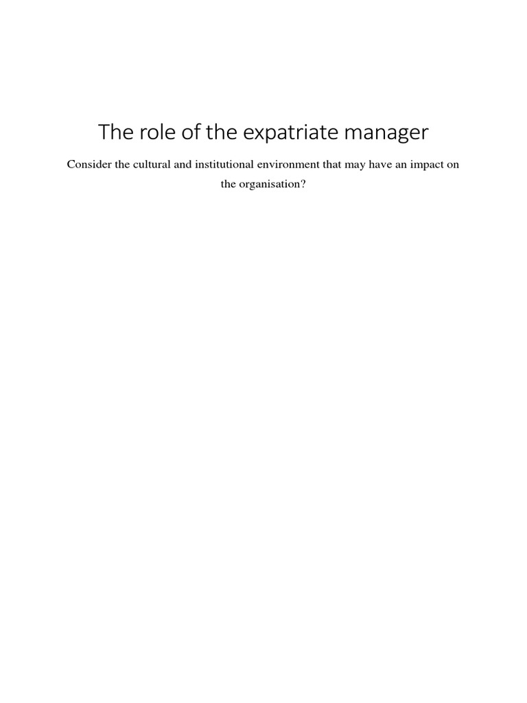 The Role of The Expatriate Manager | PDF | Psychological Concepts ...