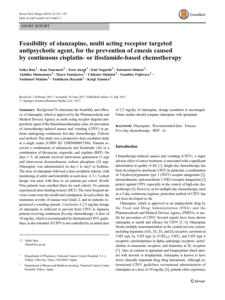 Olanzapina Antiemesis 2018 | PDF | Olanzapine | Chemotherapy