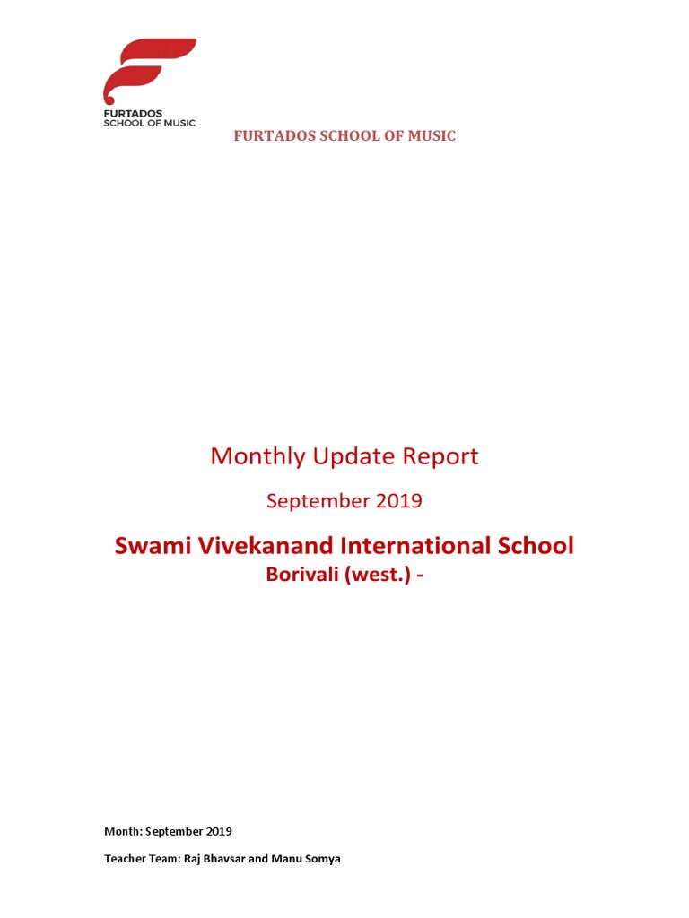 SVIS Borivali - Monthly Report October 2019 | PDF | Rhythm | Musical ...