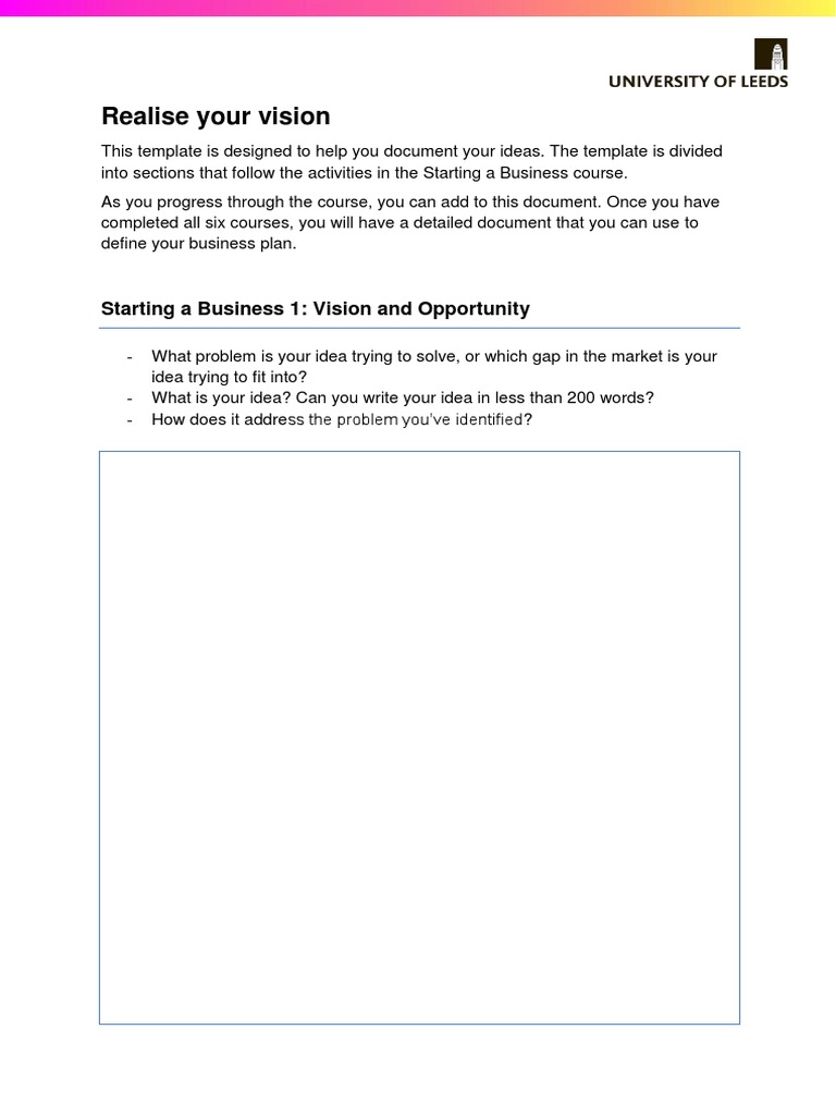 Business Plan Template Guide | PDF