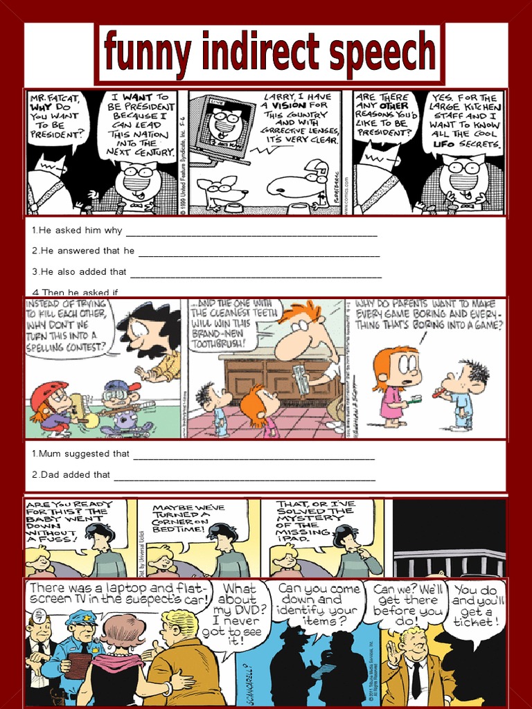 Comic Strips - Reported Speech | PDF | Language Arts & Discipline ...