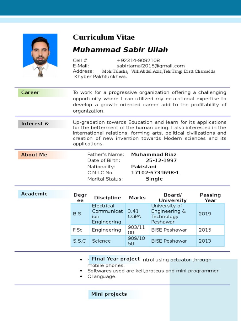 Curriculum Vitae: Muhammad Sabir Ullah | PDF | Computing | Computing And Information Technology