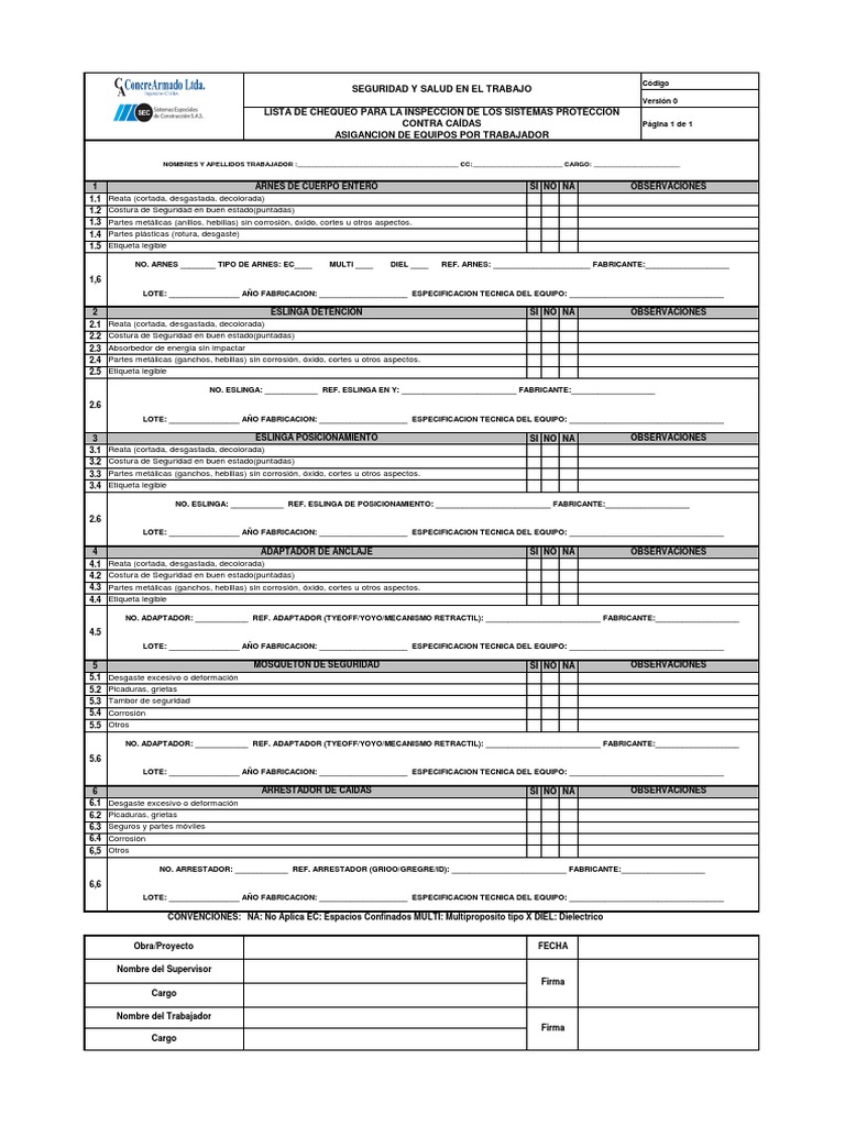 Check List Equipos de Alturas | PDF | Naturaleza