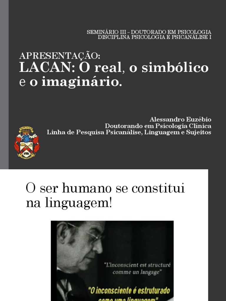 Lacan - Simbolico Real e Imaginario - TRABALHO | PDF | Jacques Lacan ...