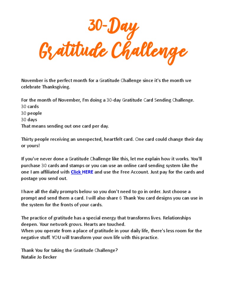 30 Day Gratitude Challenge 2019 | PDF | Gratitude