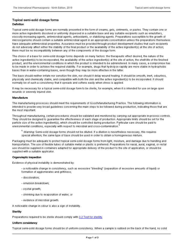 6.2.1.8.topical Semi Solid Dosage Forms | PDF | Topical Medication | Emulsion