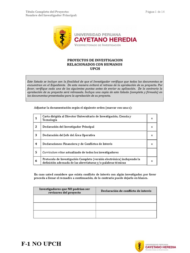 Documentación para Proyectos UPCH | PDF | Consentimiento informado ...