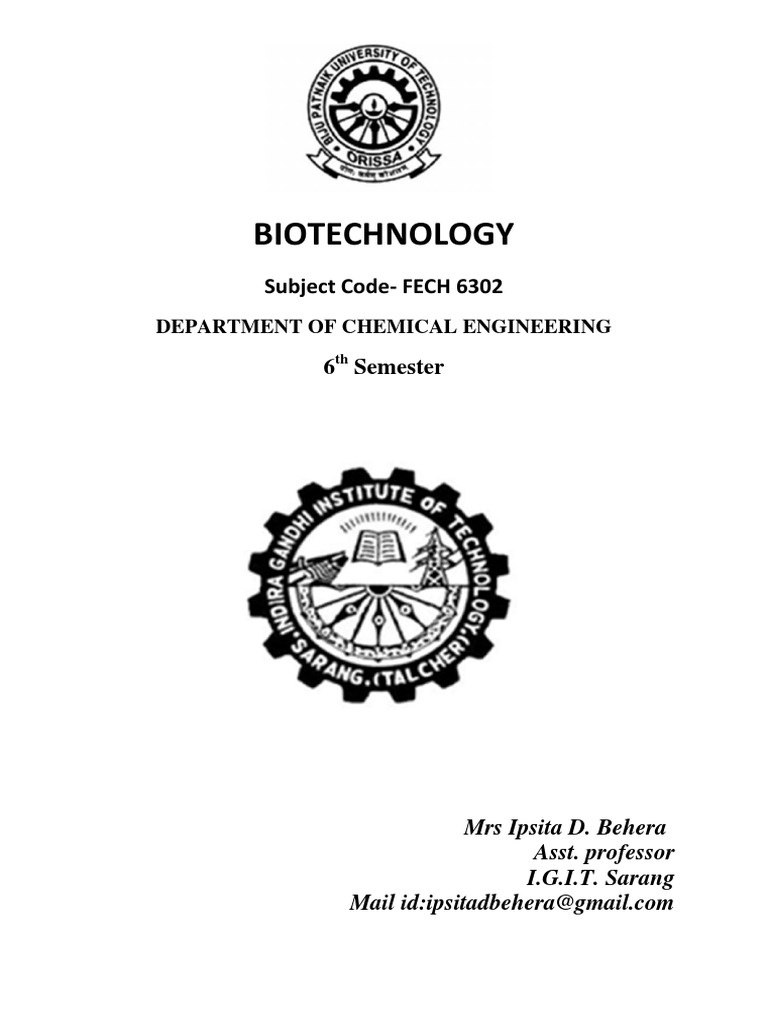 Biotechnology Lecture Note | PDF | Cell Membrane | Bacteria
