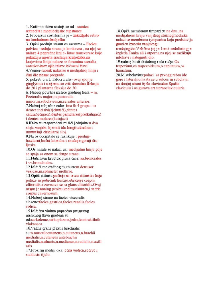 Test 3 Anatomija Zavrsni | PDF