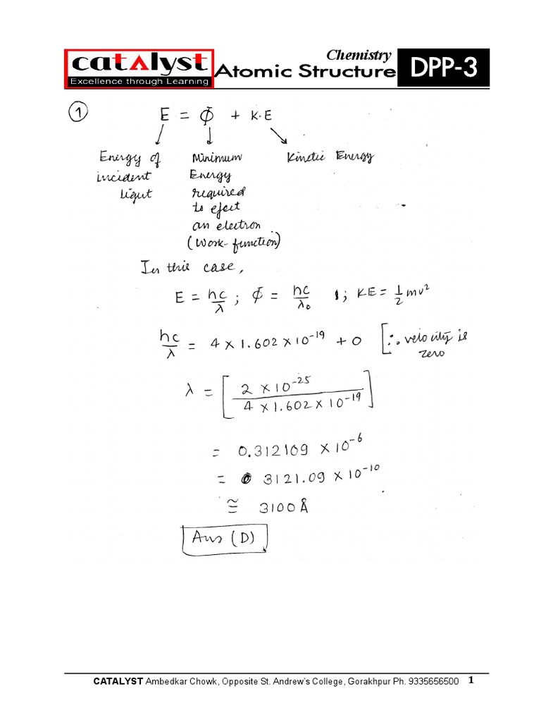 Atomic Structure Dpp-3 PDF | PDF