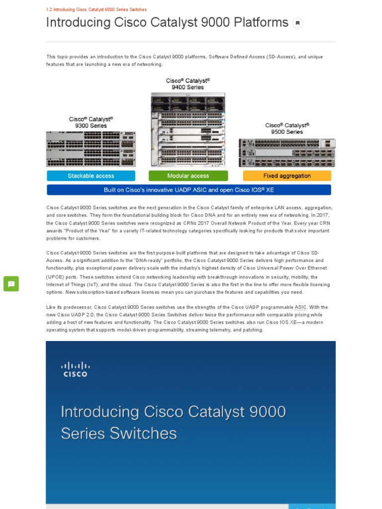 Cisco Catalyst 9000 1.1 | PDF | Cisco Systems | Network Switch