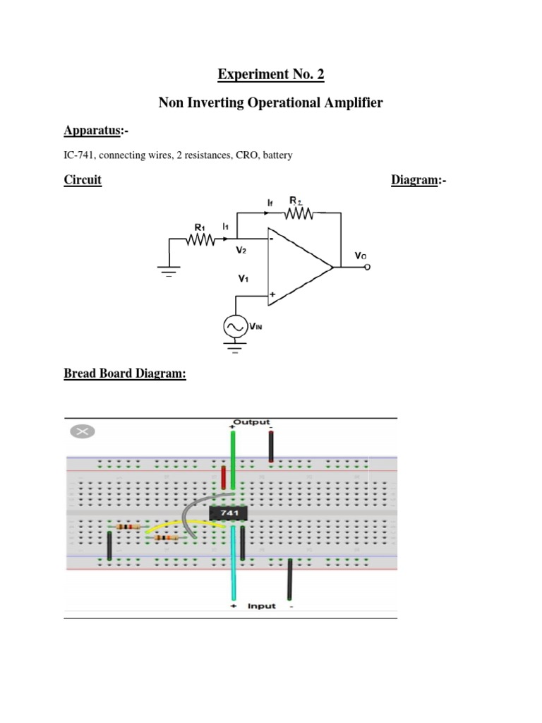 Experiment No. 2 Non Inverting Operational Amplifier: Apparatus | PDF
