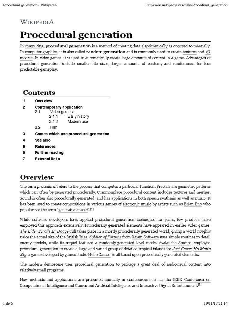 Procedural Generation - Wiki | PDF | Software | Computing And Information Technology
