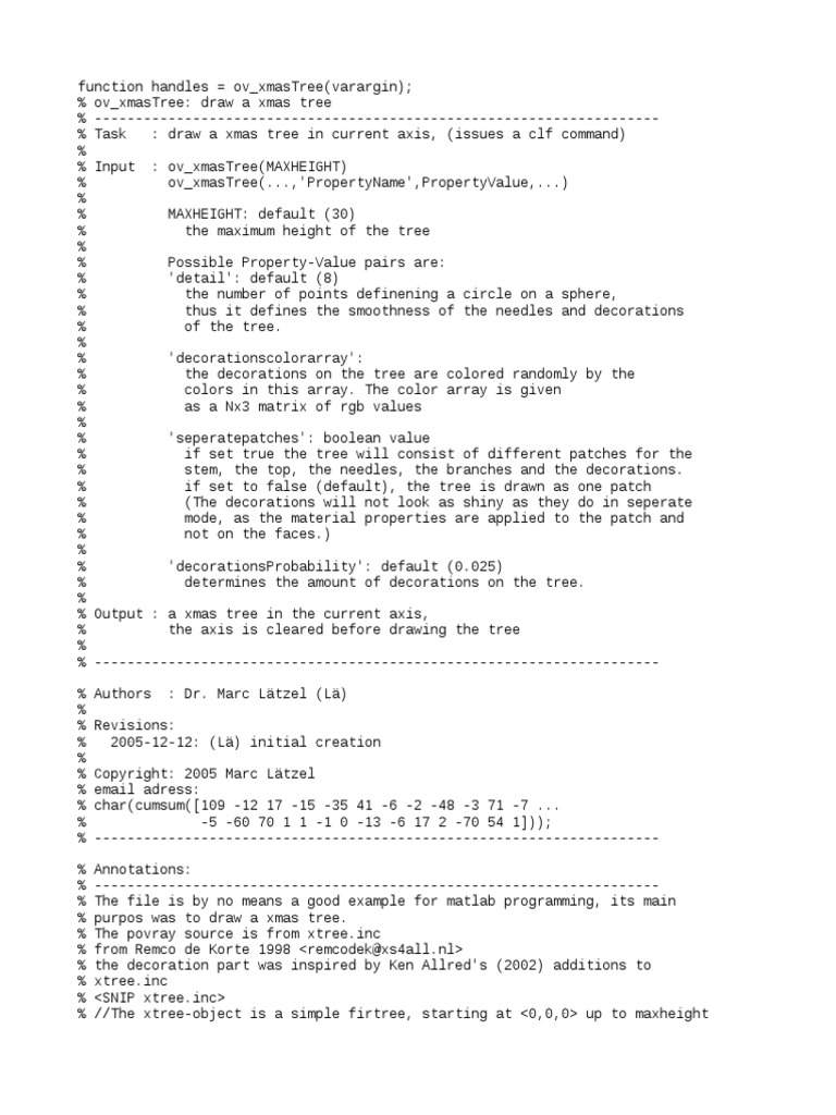 Xmas Tree in MATLAB | PDF | Matrix (Mathematics) | Teaching Mathematics