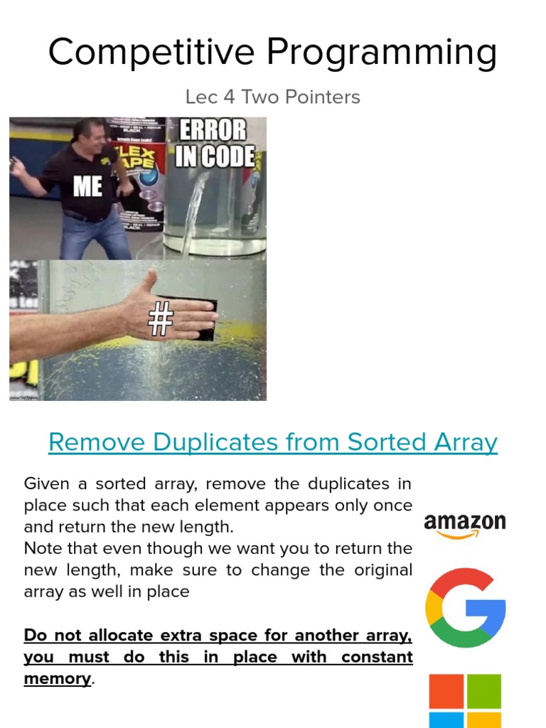 Competitive Programming: Lec 4 Two Pointers | PDF | Array Data Structure | Algorithms And Data ...