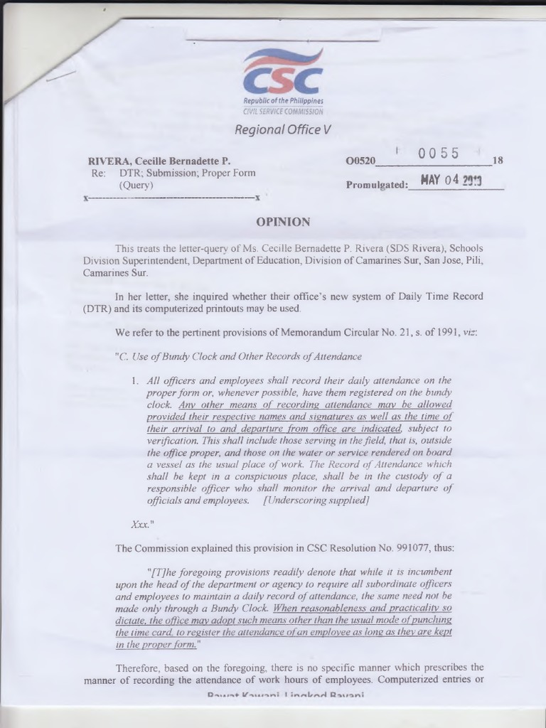 CSC Response To Request of Electronic DTR | PDF | Public Law | Virtue