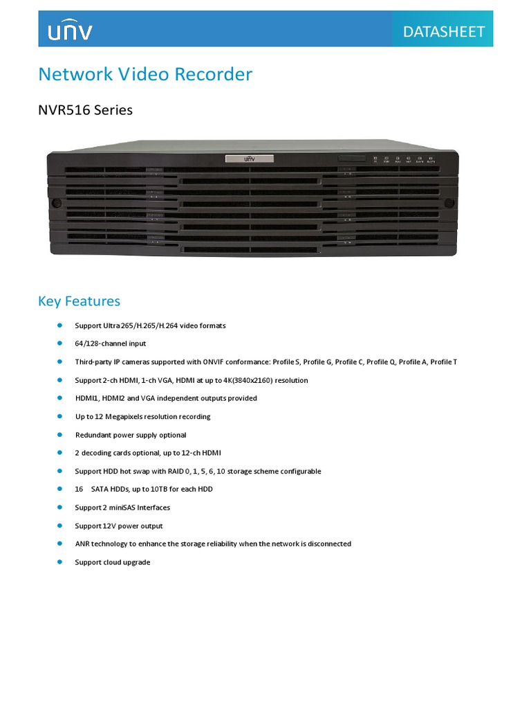 Unv Nvr516 Series v3.5 | PDF | Hdmi | Hard Disk Drive