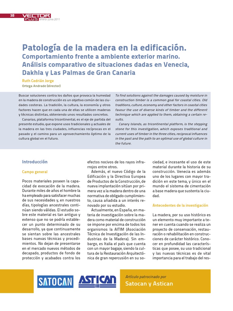 Patologías de la madera en climas marinos | PDF | Madera | Herida