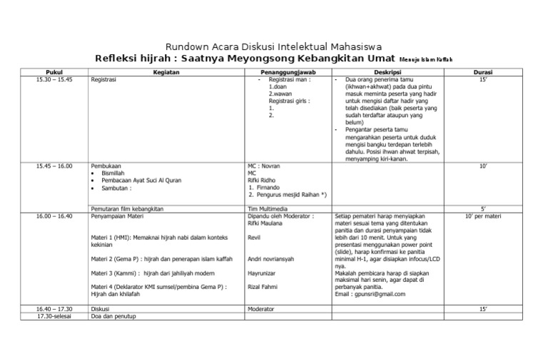Tor Acara Diskusi Mahasiswa | PDF