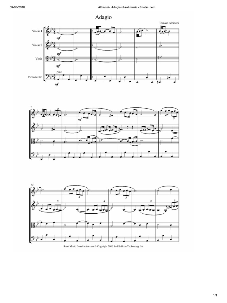 Albinoni Adagio Sheet Music PDF | PDF