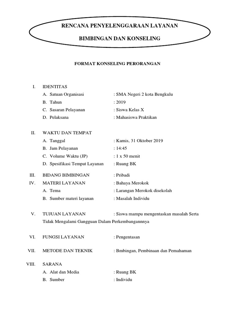 Format Konseling Perorangan | PDF