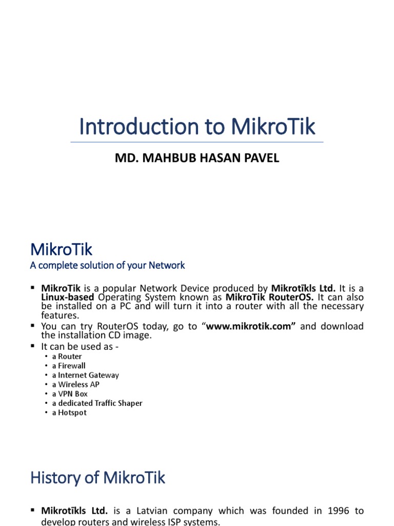 3.1 - Introduction To MikroTik | PDF
