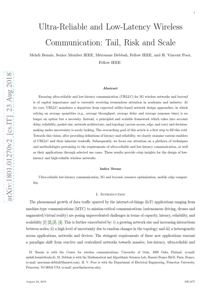Ultra-Reliable and Low-Latency Wireless Communication: Tail, Risk and Scale | PDF | Value At ...