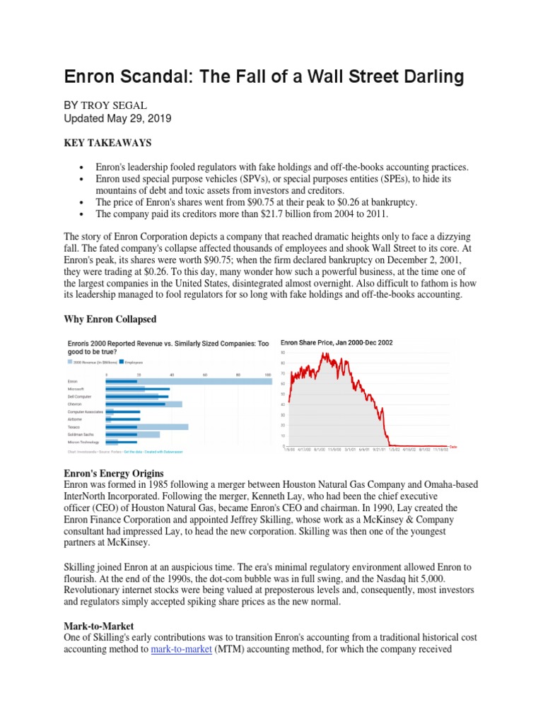 Enron Scandal The Fall of A Wall Street Darling | PDF | Enron | Mark To ...