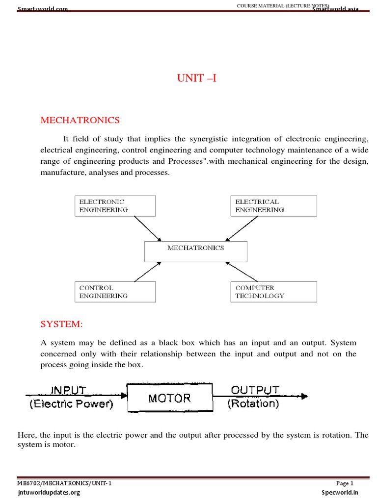 Unit - I: Mechatronics | PDF | Capacitor | Inductor