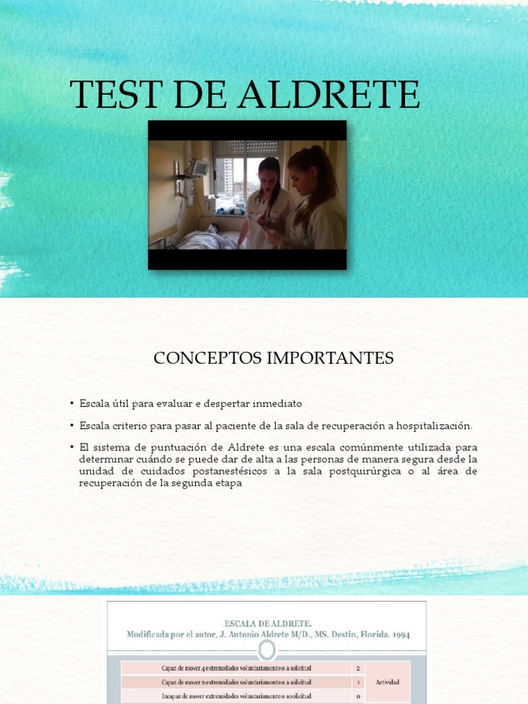 Evaluación de la recuperación post-anestésica mediante la escala de ...