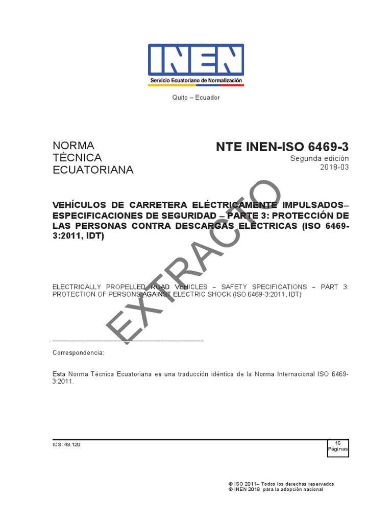 APEL INEN NTE INEN ISO 6469 Parte 3 Vehículos de Carretera ...