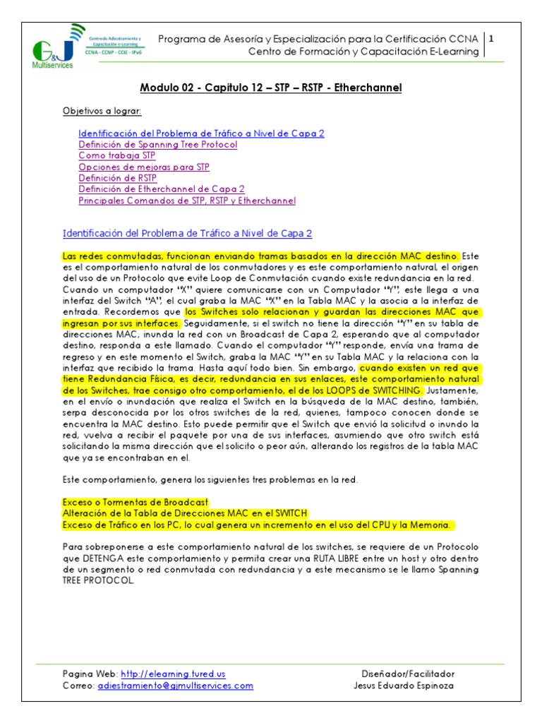 Teoria - CCNA - Cap12 - STP - RSTP - Etherchannel - v1.0-01012018 | PDF | Estándares de red ...