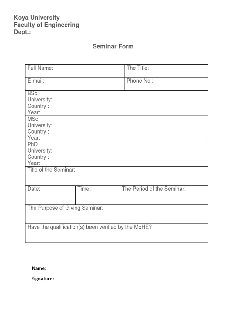 Seminar Form PDF | PDF