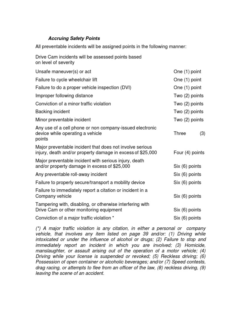 MV Safety Points Assessment Breakdown | PDF | Driving Under The ...