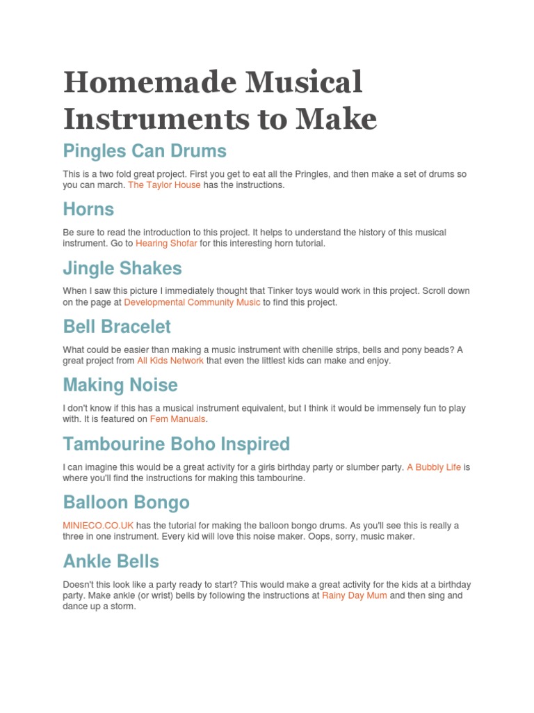 Homemade Musical Instruments To Make