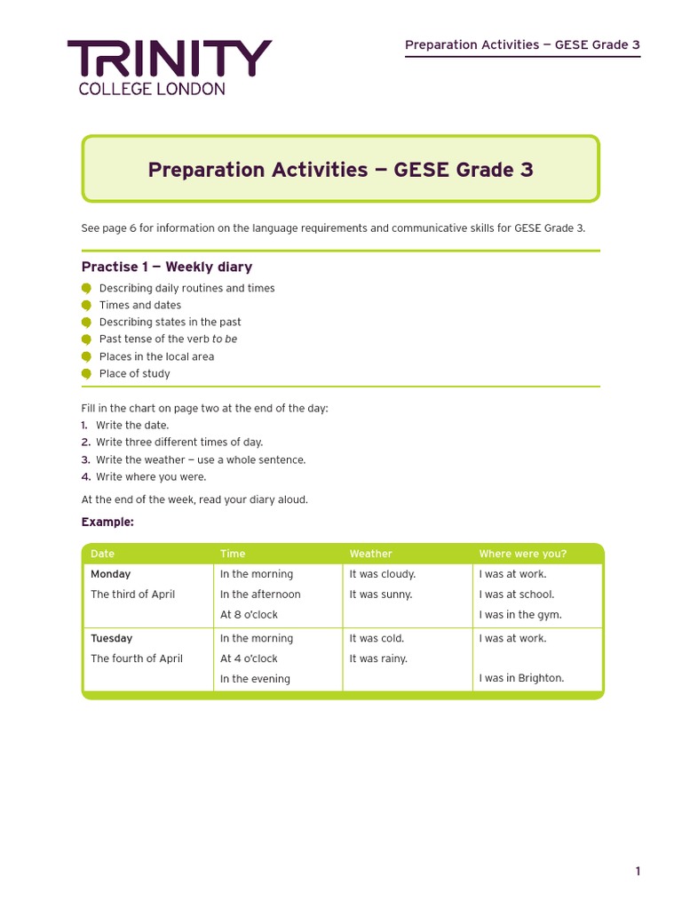 Preparation Activities - GESE Grade 3 PDF | PDF | Question | Phrase