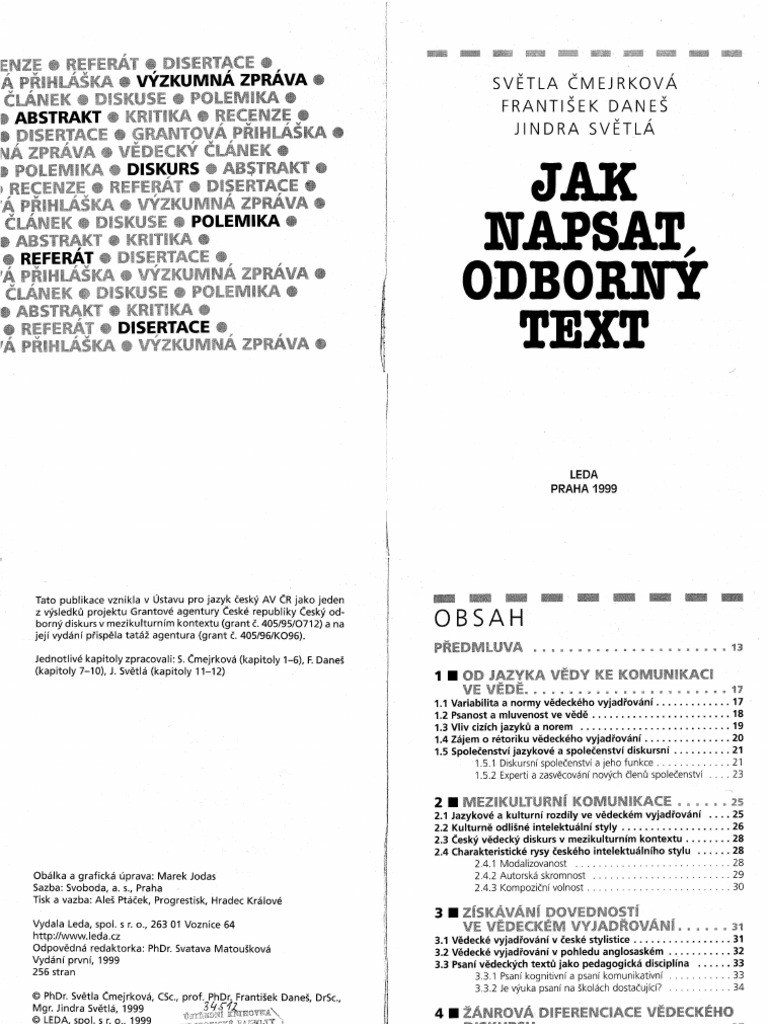 Čmejrková-Jak Napsat Odborný Text | PDF