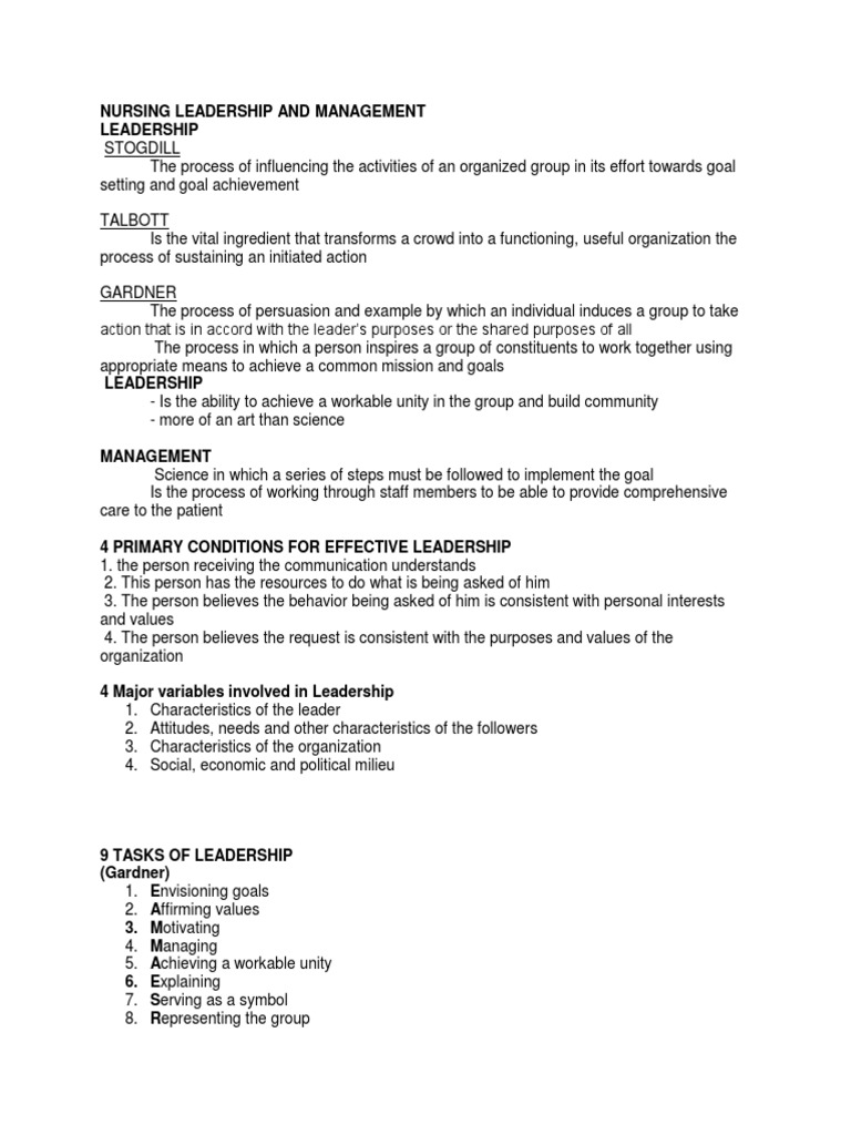 Nursing Leadership and Managementtt | PDF | Goal | Leadership