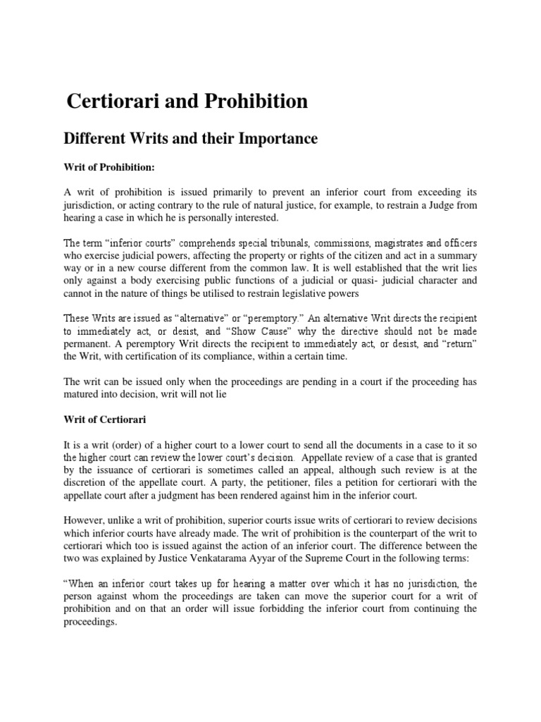 Decapia Memorandum | PDF | Standing (Law) | Writ Of Prohibition