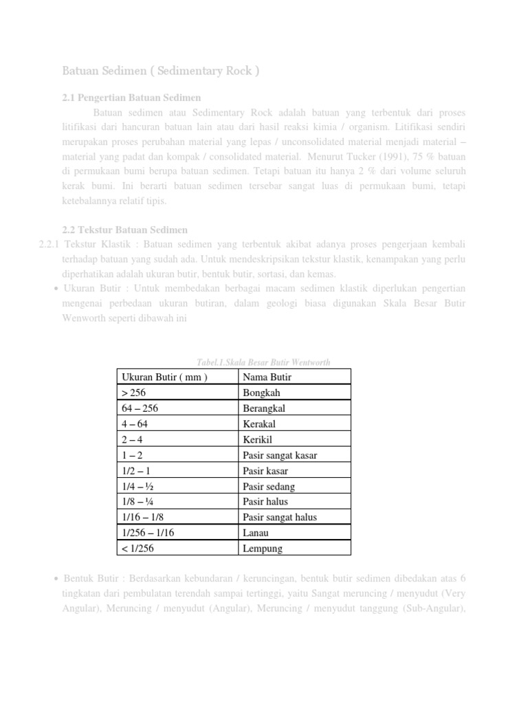 Klasifikasi dan Tekstur Batuan Sedimen | PDF