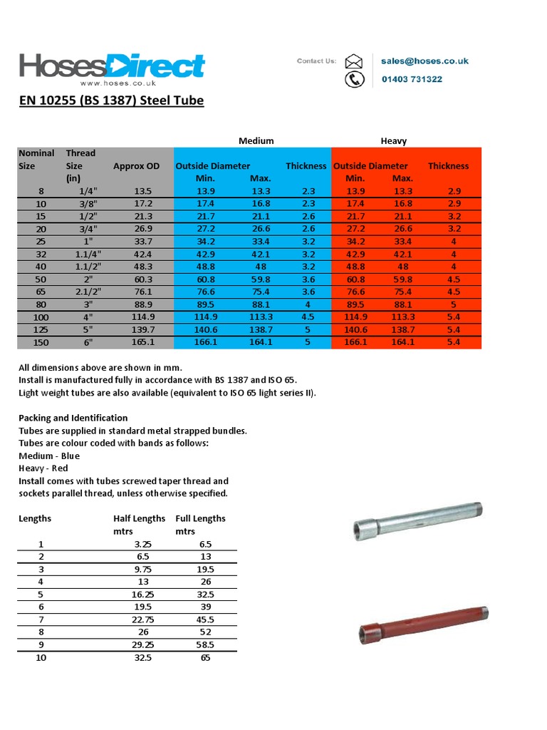 EN 10255 (BS 1387) Steel Tube | PDF | Pipe (Fluid Conveyance ...
