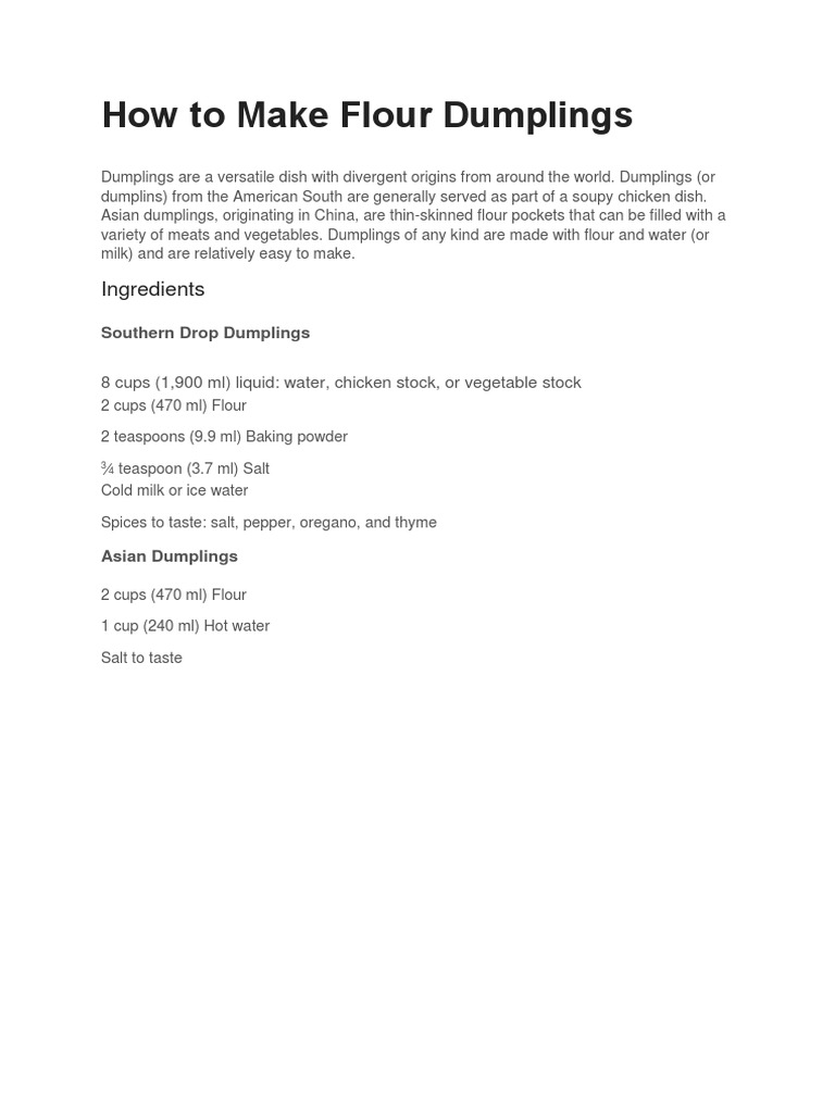 How To Make Flour Dumplings | PDF | Dumpling | Foods
