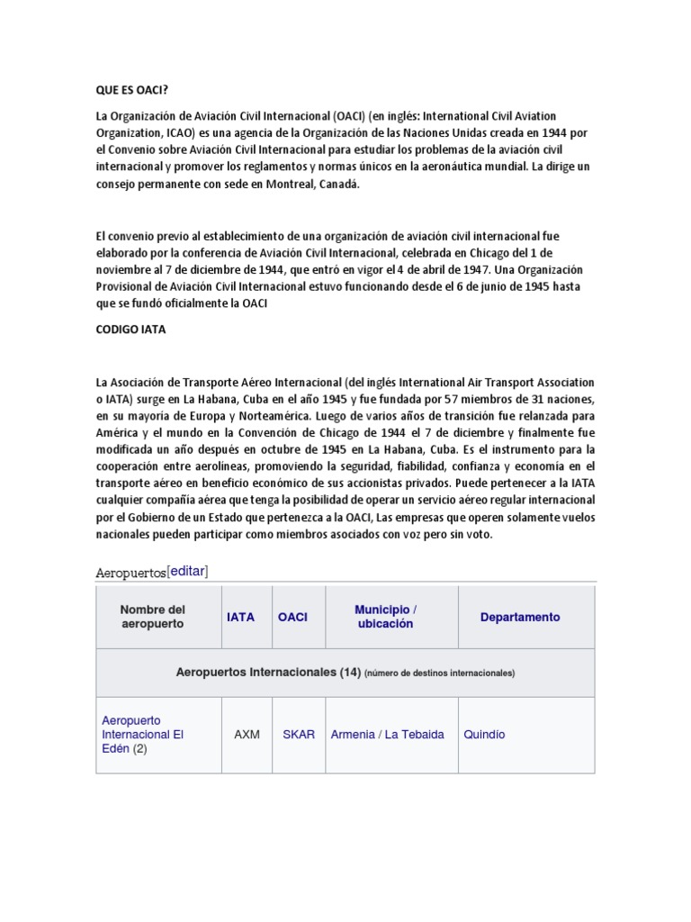 Tarea Aerolineas Codigos Oaci Iata Actual | Descargar gratis PDF ...