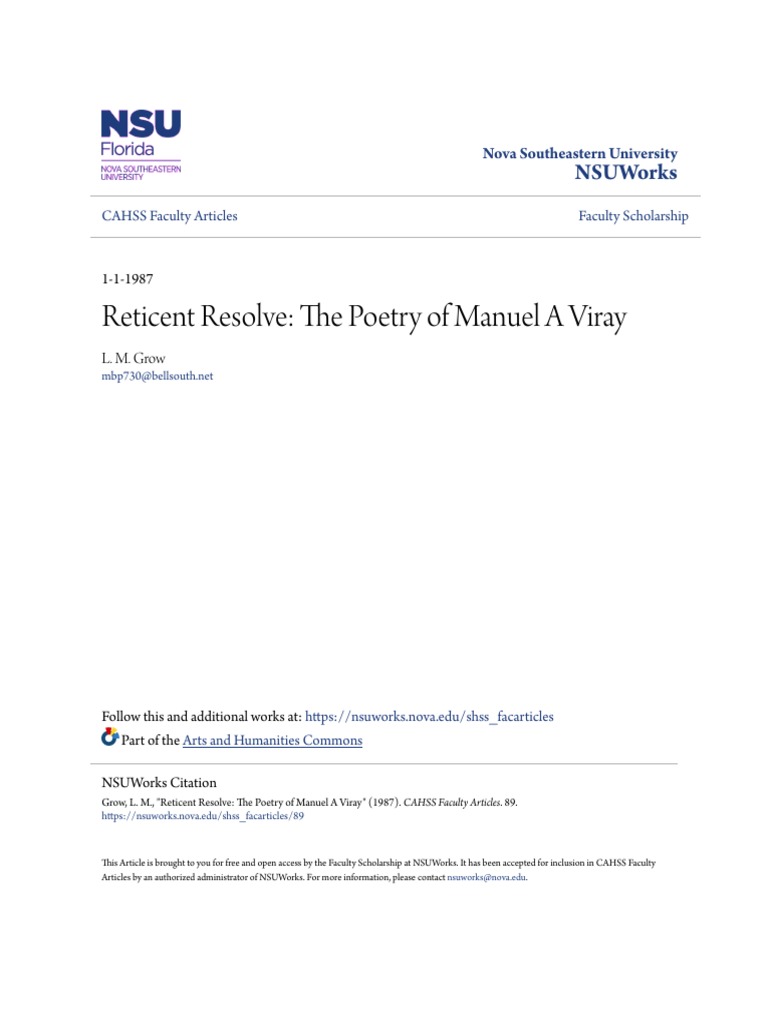 Reticent Resolve - The Poetry of Manuel A Viray | PDF | Poetry