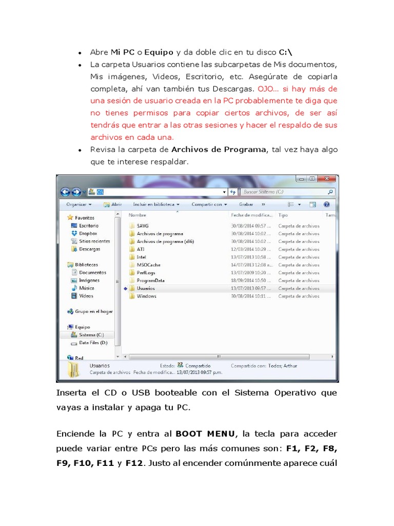 Formateo de PC | PDF | Microsoft Windows | Point and Click